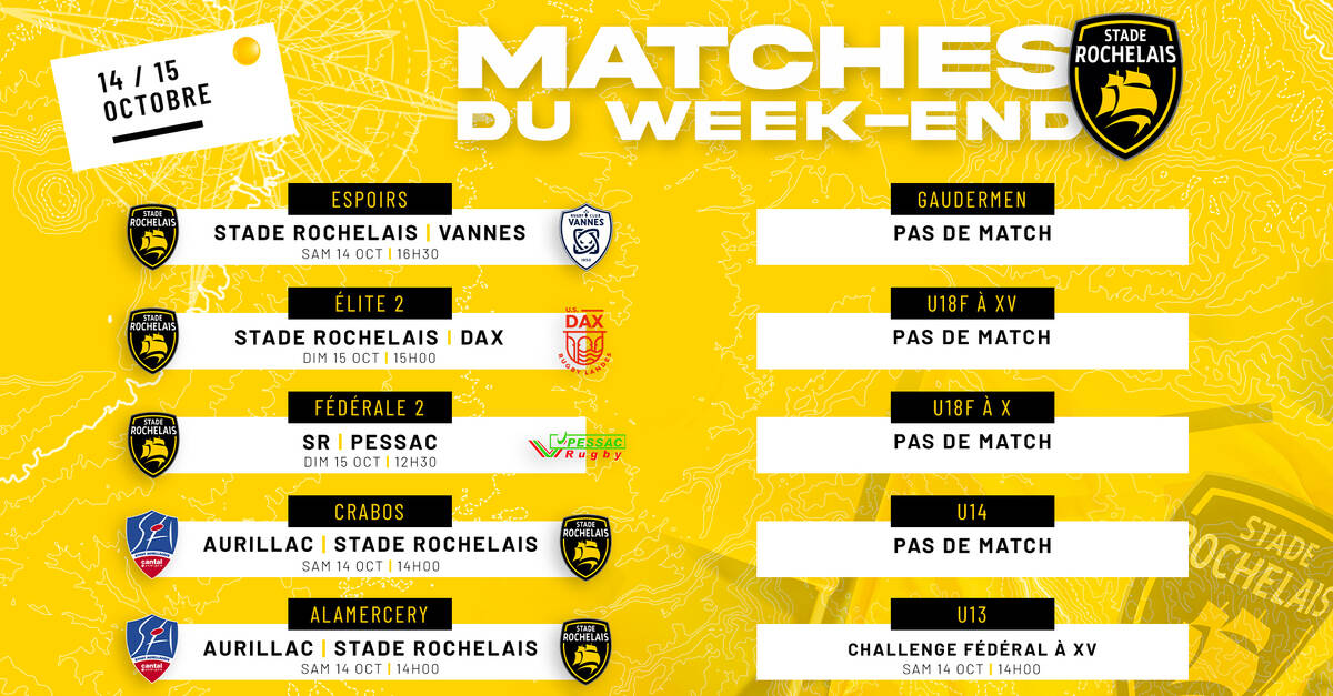 Le programme du week-end ! | Stade Rochelais