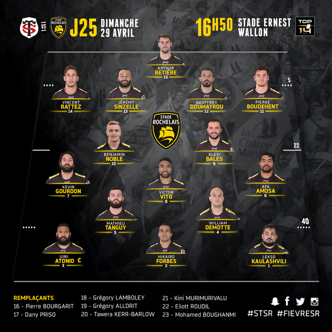 J25 - Toulouse / Stade Rochelais : la compo ! | Stade Rochelais